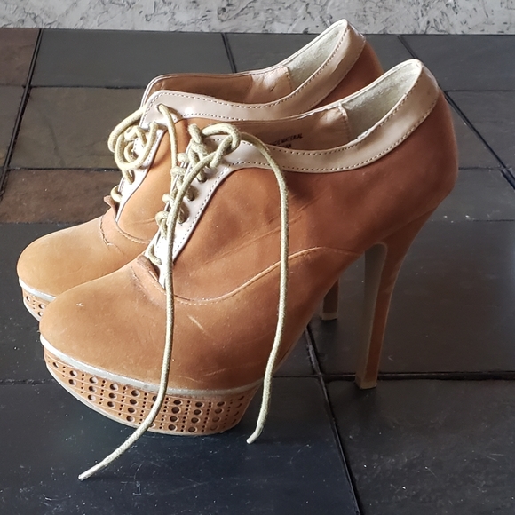 Shoes | Platform Brown High Heel Ankle Boots | Poshmark